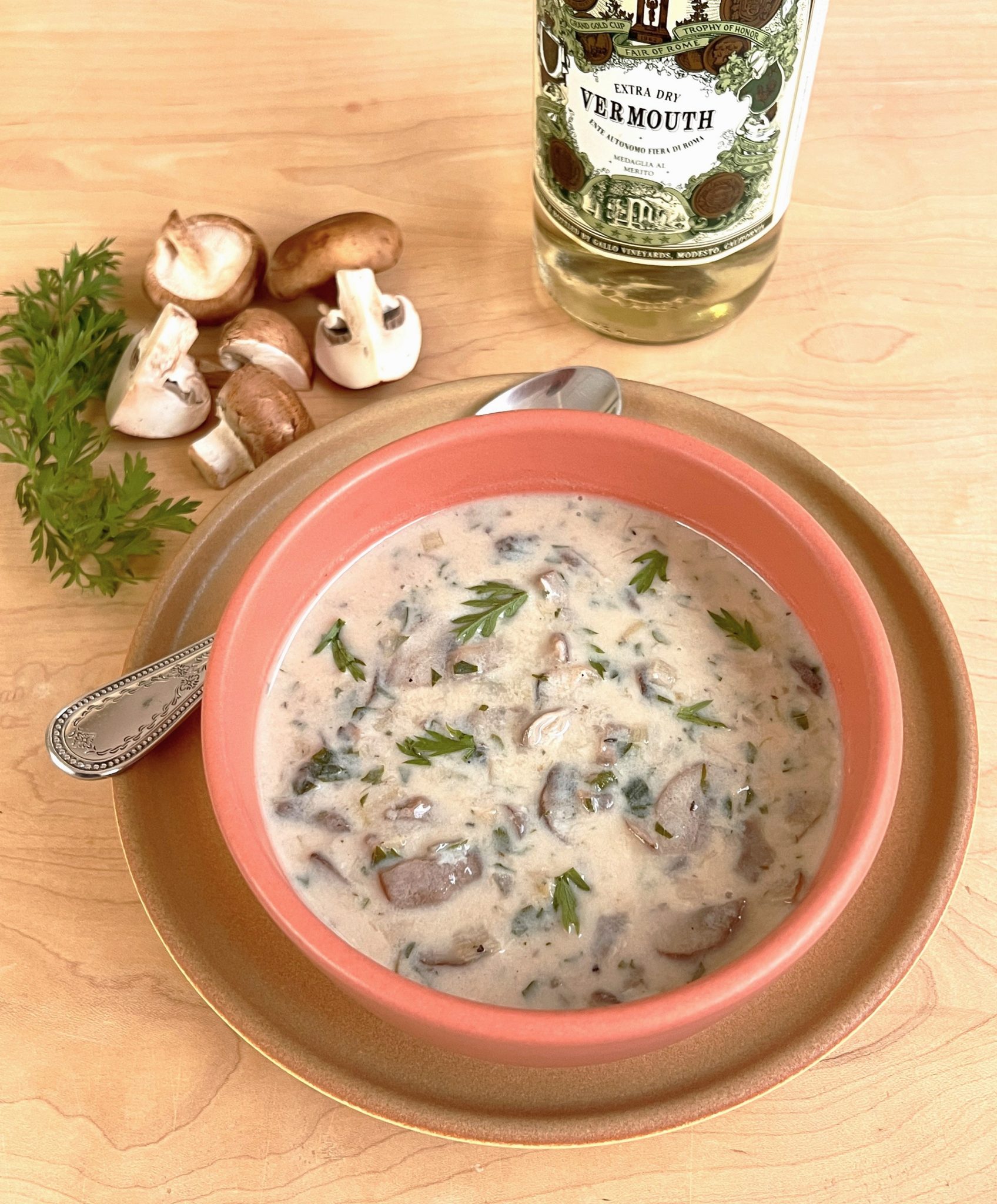 Sherry (or Vermouth) Creamy Mushroom Soup - Rosemary Mark
